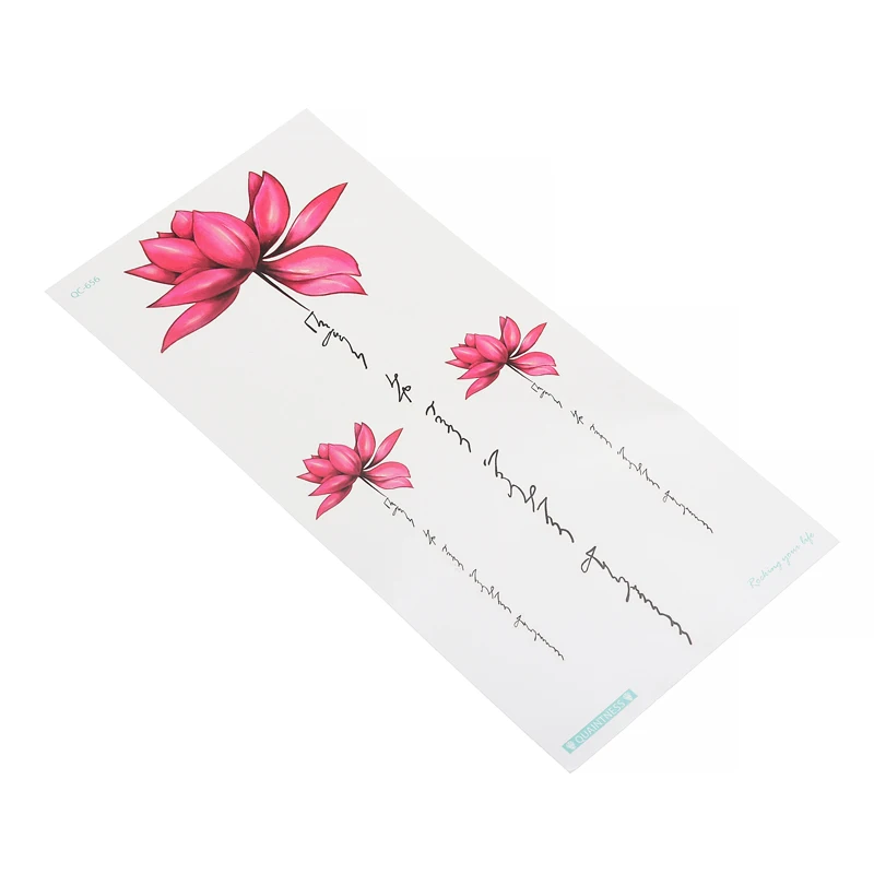Shellhard 1 Sheet Womens Waterproof Temporary Lotus Tattoo Sticker Pink ...