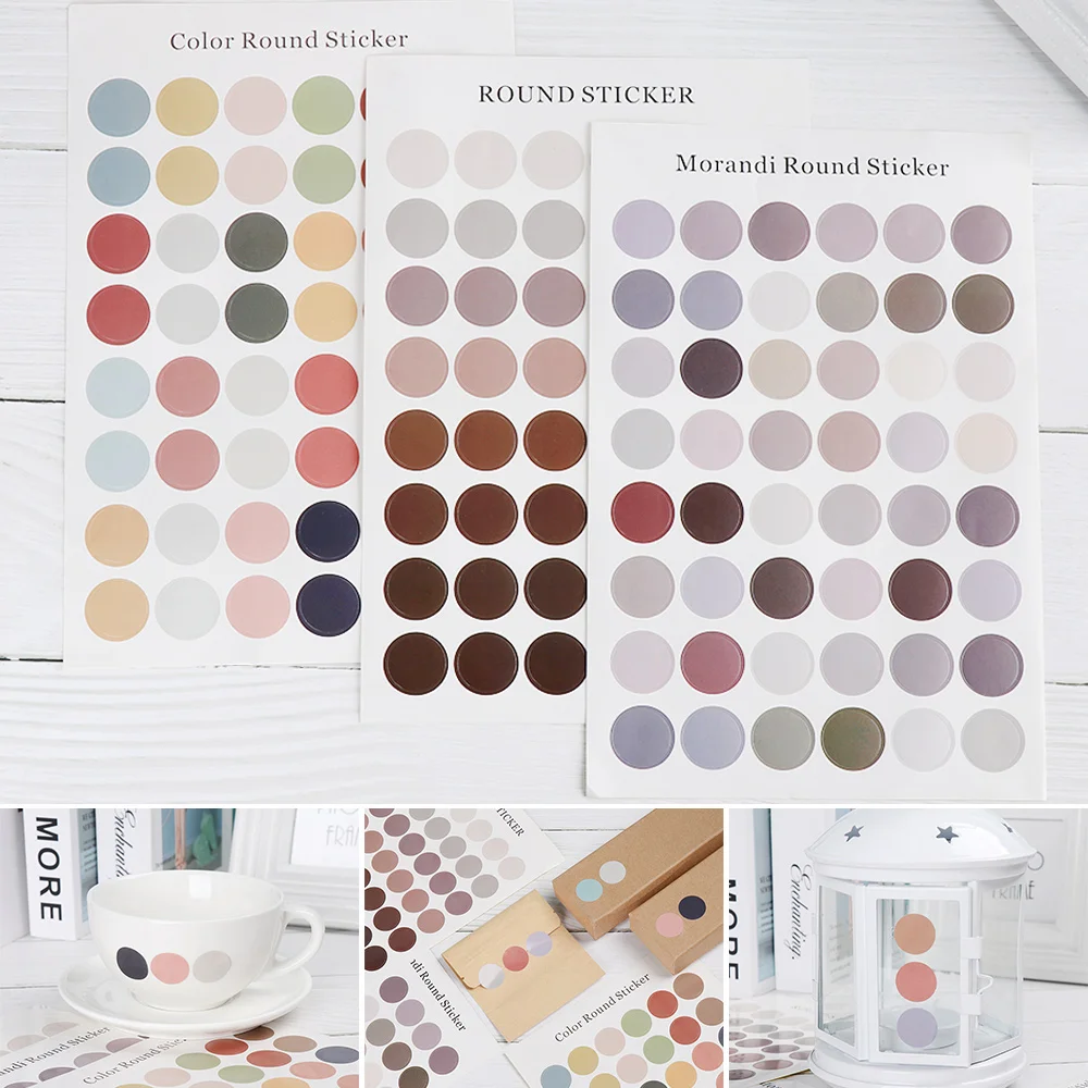 DIY Writeable Solid Color Stickers Kawaii Dot Stationery Stickers ...