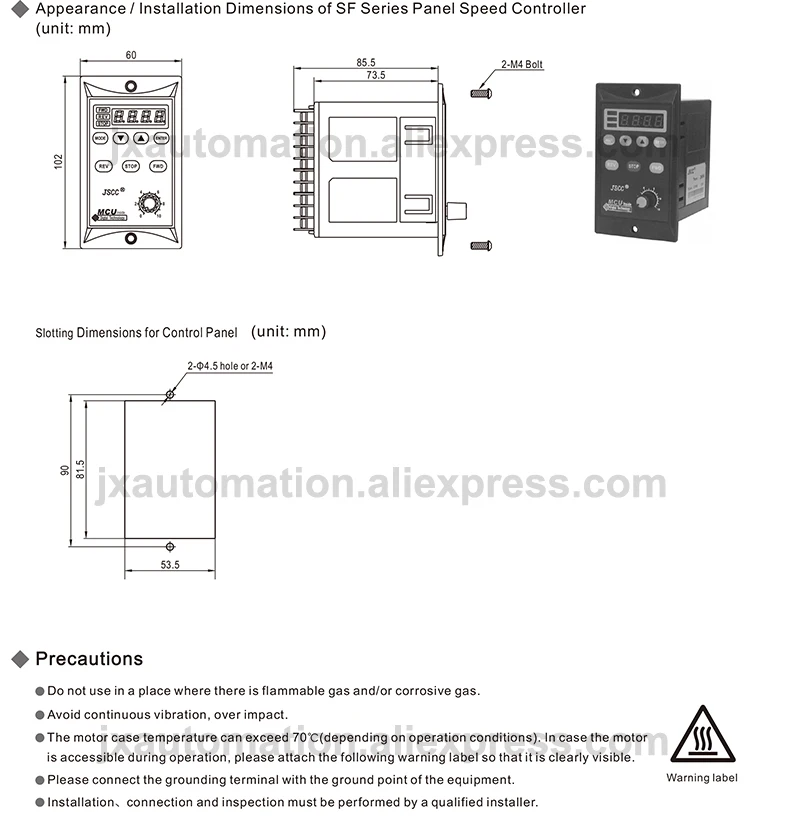 JSCC SF Series Manul Panel Speed Controller SF06E/SF15E/SF25E/SF40E ...