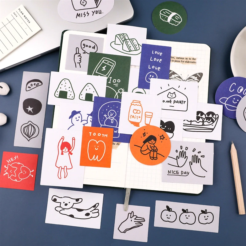 40pcs-Cute-writing-Sticker-simple-painting-Decoration-Album-Diary ...