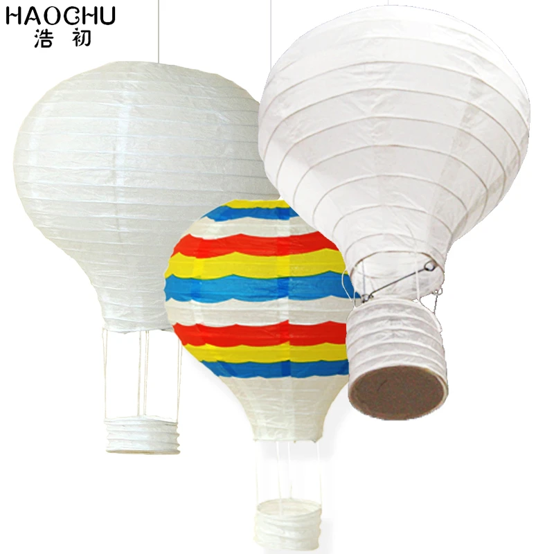 5PC Large Hot Air Balloon Paper Lantern Rainbow Hanging Ball White ...
