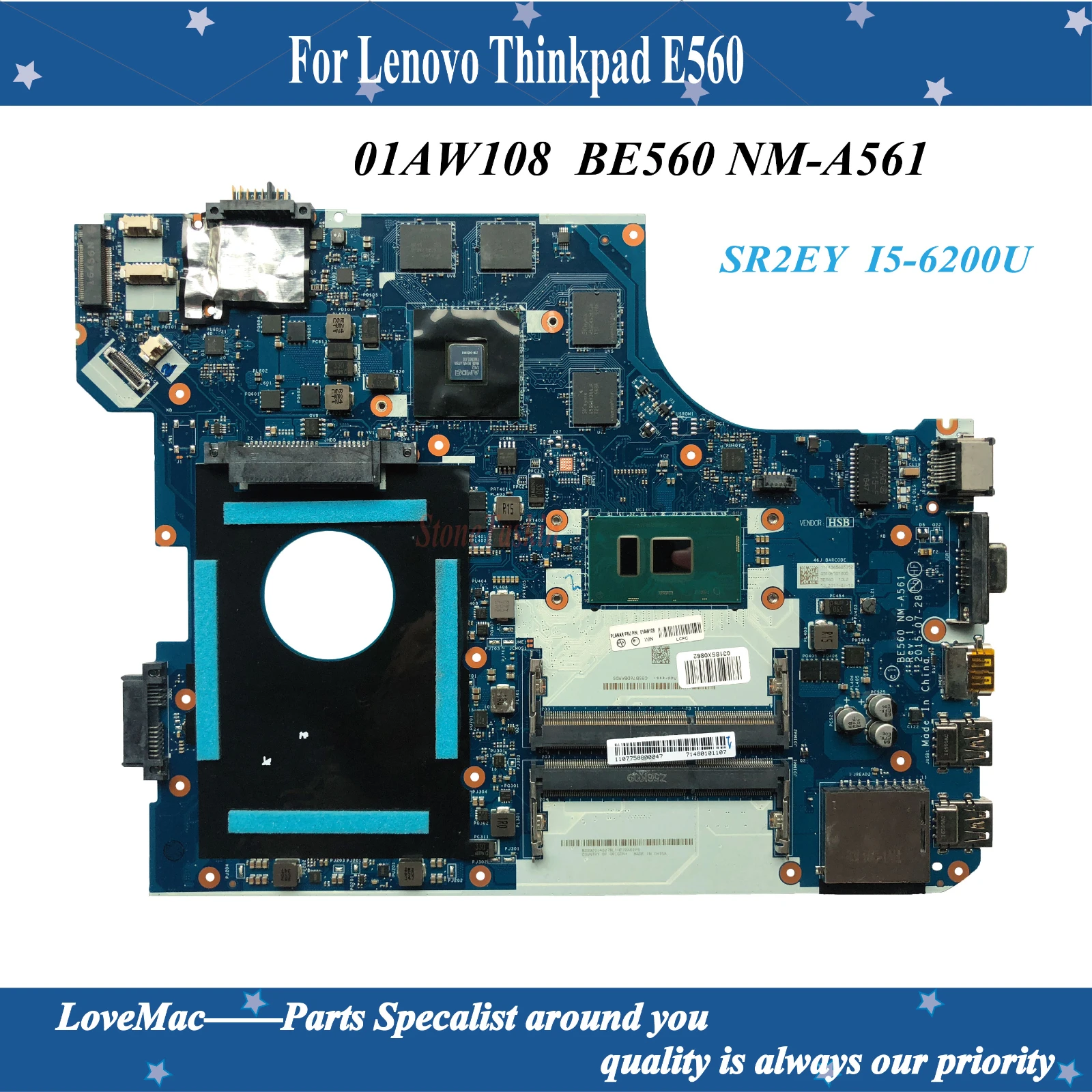 High Quality Fru 01aw108 For Lenovo Thinkpad E560 Notebook Mainboard ...