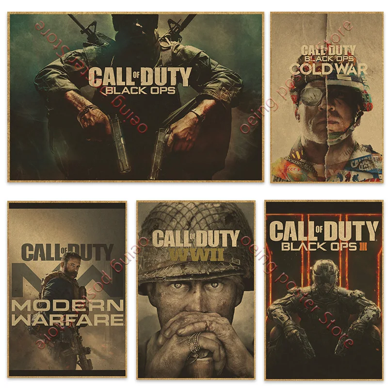 famous Game poster call of duty Kraft Paper Poster Bar Cafe Room ...