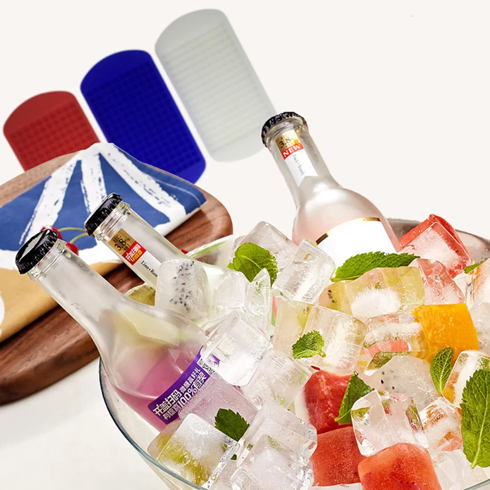 160 Grids Food Grade Silicone Ice Tray Small Square Shape Ice Cube Bar ...