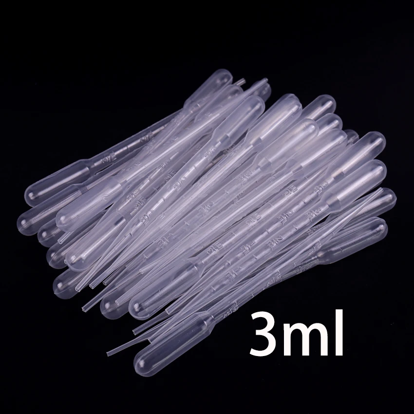 100PCS 3ML Pipettes Plastic Disposable Graduated Pasteur Pipette ...