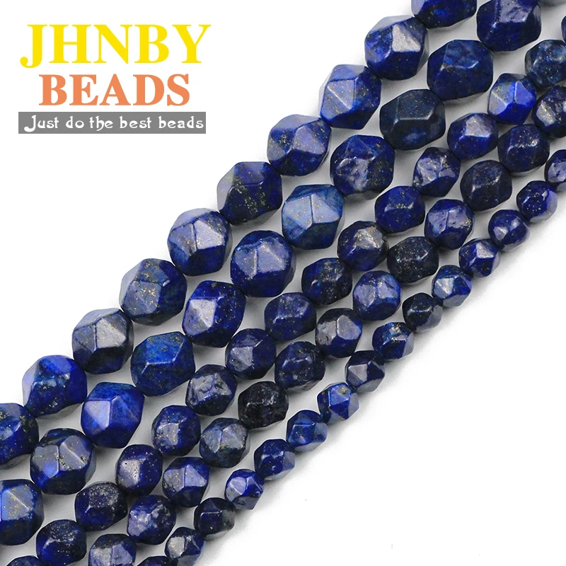 Jhnby Segi Lapis Lazuli Batu Alam 6/8/10 Mm Spacer Round Longgar Beads ...