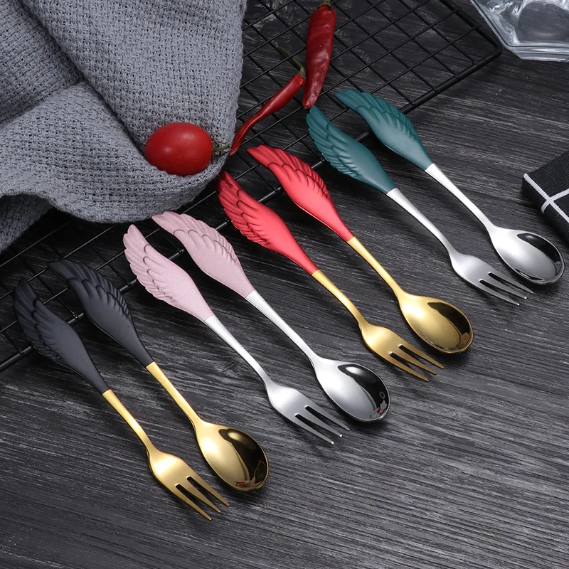 304 Stainless Steel Coffee Spoon Creative Wings Spoon Ice Cream Spoon ...