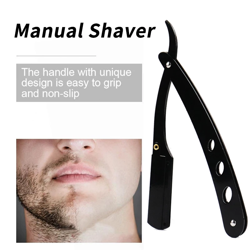 Stainless-Steel-Manual-Straight-Barber-Edge-Razor-Beard-Face-Hair ...