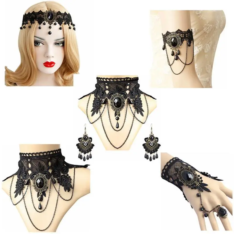Collier ras du cou en dentelle noire, bijoux gothique Sexy pour femmes ...