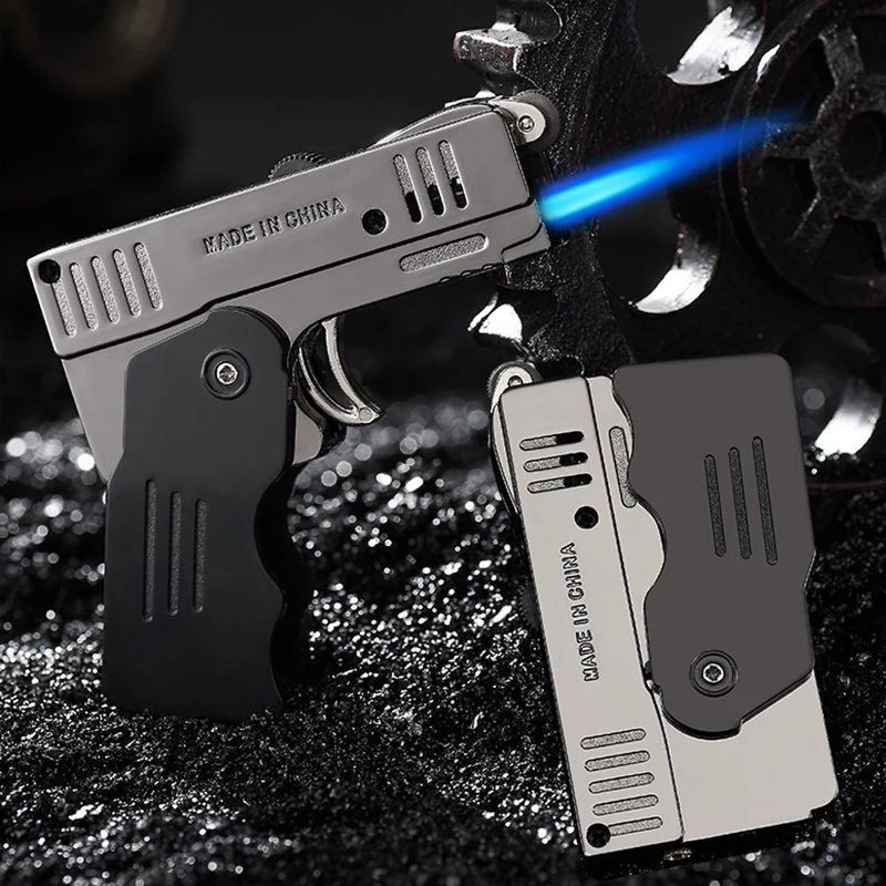 Portable-Mini-Metal-Double-Fire-Deformation-Pistol-Butane-Flint-Gas ...