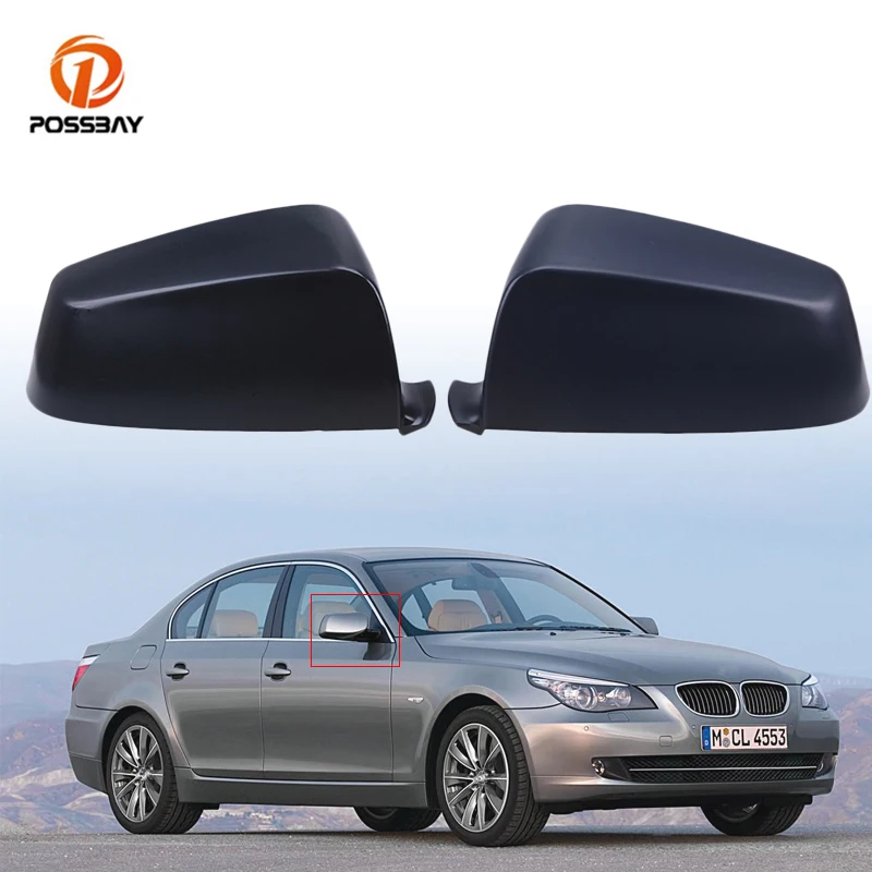 Possbay Car Front Door Mirror Caps Matte Black Rear-view Mirror Shells ...