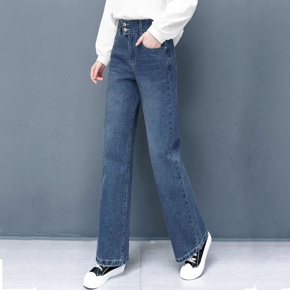High Waist Wide Leg Straight Loose Extra Long Jeans for Women|Jeans ...
