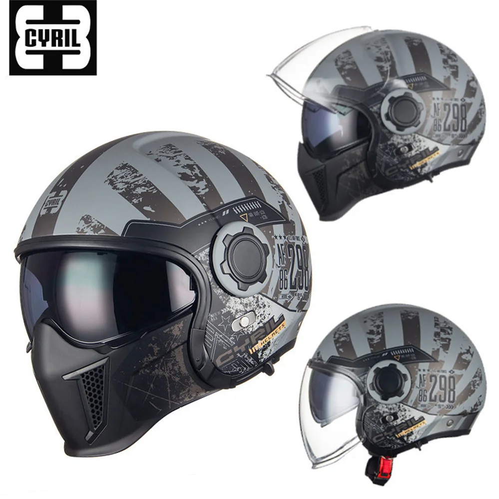 Cyril Vintage Multi-function Retro Motorcycle Scorpion Helmet Full Face ...