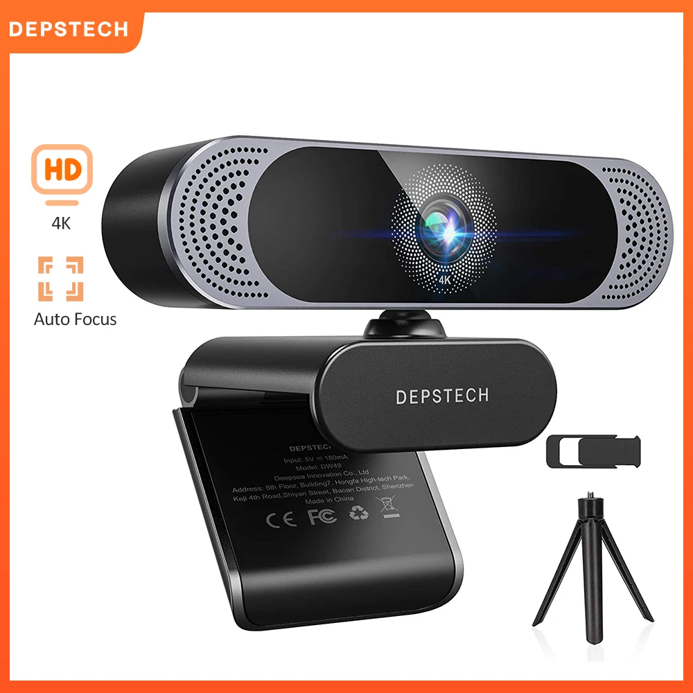 DEPSTECH 4K 8MP HD Webcam with Noise Canceling Microphone/ Privacy ...