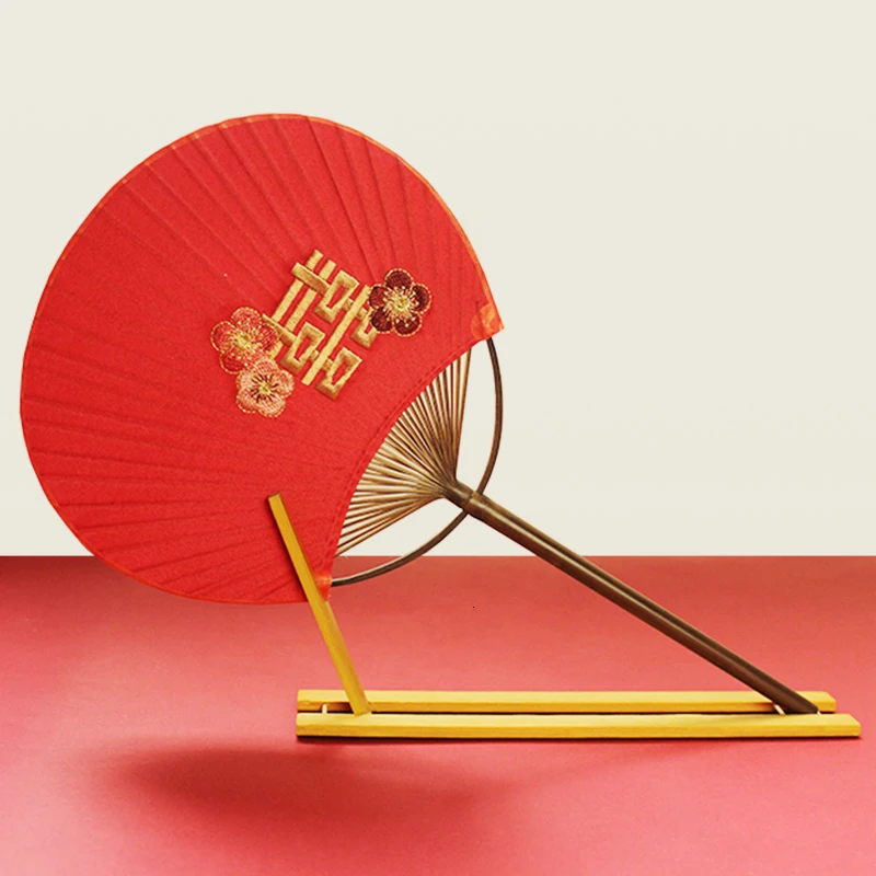 Marriage Hand Fan Marry Embroidery Red Chinese Wedding Favors And Gifts ...