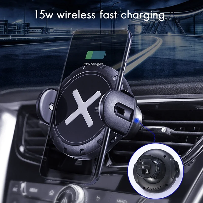15W Qi Car Wireless Charger Dual Mode Intelligent Infrared Fast ...