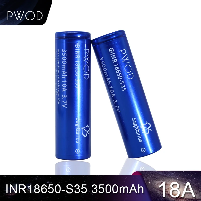 PWOD Original 3.7V INR18650 3500mah 10A Discharging 18650 Rechargeable ...