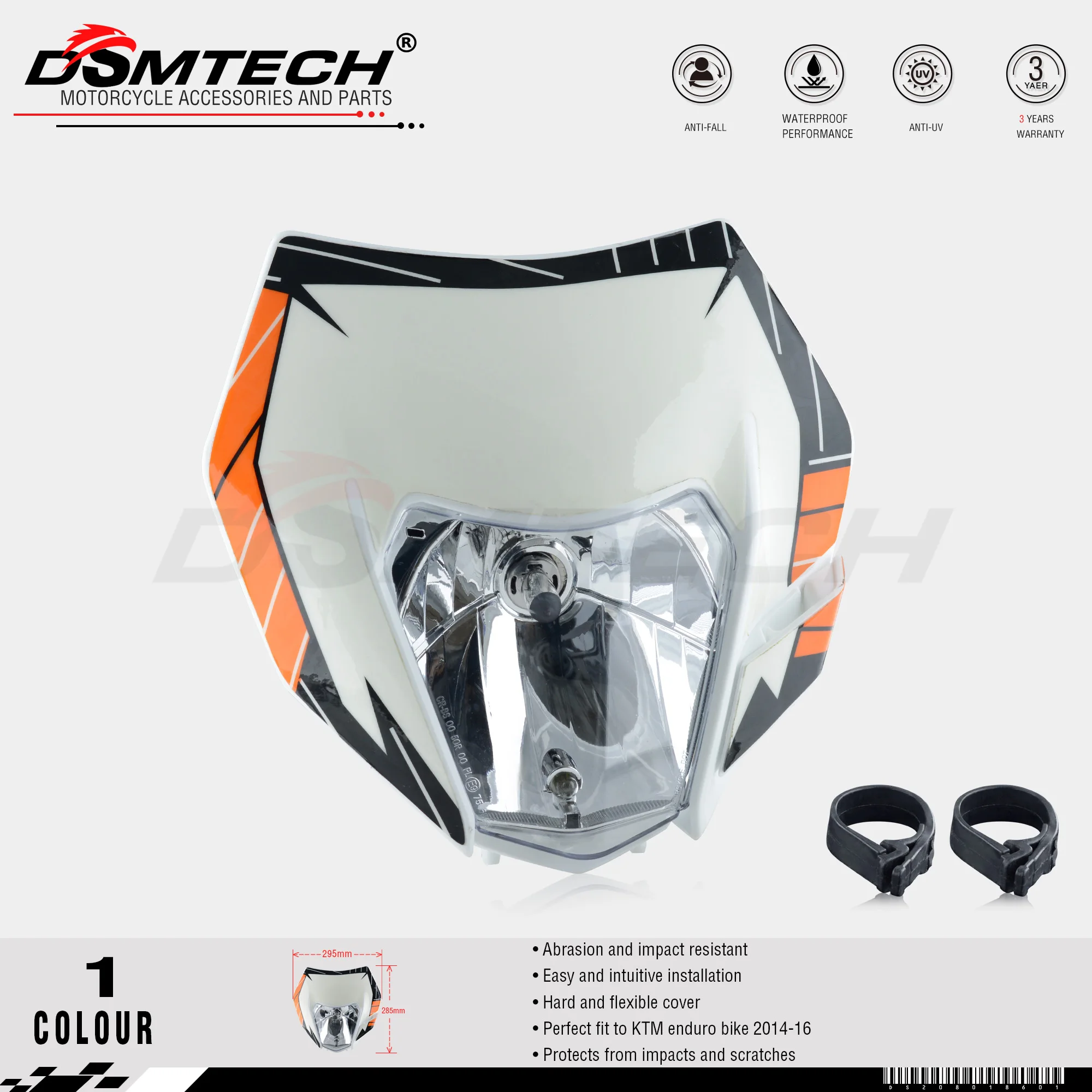 DSMTECH Headlight Headlamp With Sticker For KTM SX F EXC XCF SMR 2014 ...