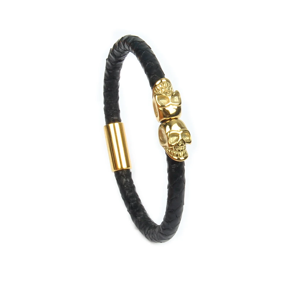 5 pçs ailatu luxo real pele de cobra homem pulseira homens aço ...