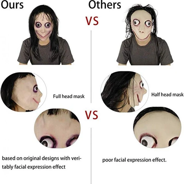 Halloween Momo Scary Ghost Hacking Death Game Big Eye With Long Wig ...