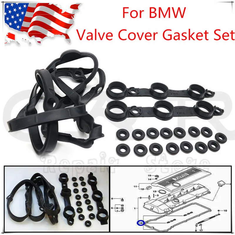 New-Valve-Cover-Gasket-Kits-For-BMW-E46-E39-E83-E53-E85-320I-325I-330I ...