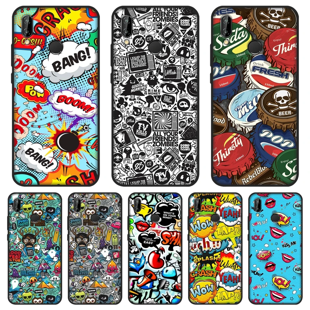 Funda de teléfono con Graffiti de Anime para Huawei, P8, P9, P10, P20 ...