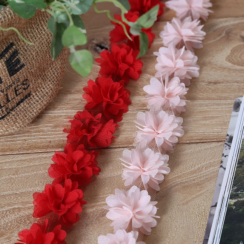 2-Yards-Chiffon-Daisy-Bloemen-Garen-Kant-Lint-Diy-Hoofddeksels-Jurk ...
