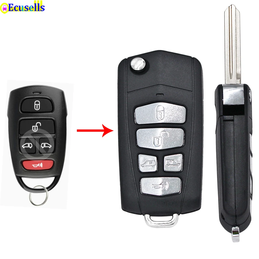 Modified 5 Buttons Flip Folding Remote Key Shell Case Upgrade For Kia ...
