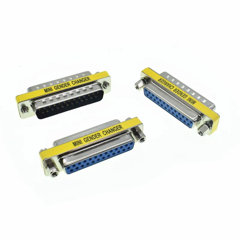 DB25-Conectores d-sub de 25 pines, Mini Gender Changer, adaptador RS232, Conector de serie macho ...