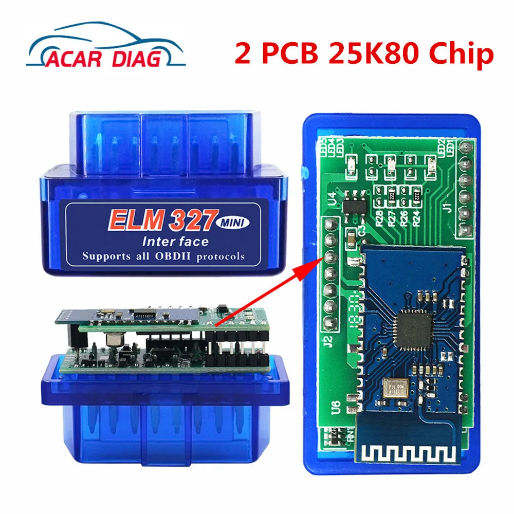 ELM327 더블 PCB V1.5 PIC18F25K80 OBD2 스캐너 ELM 327 1.5 블루투스 호환 체크 엔진, 안드로이드용 자동차 진단 OBD|코드 판독기 및 스캔 ...