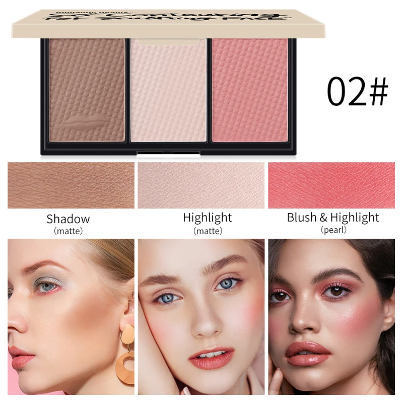 3 color 3D Contour Palette Face Shading highlighter Powder Long Lasting ...