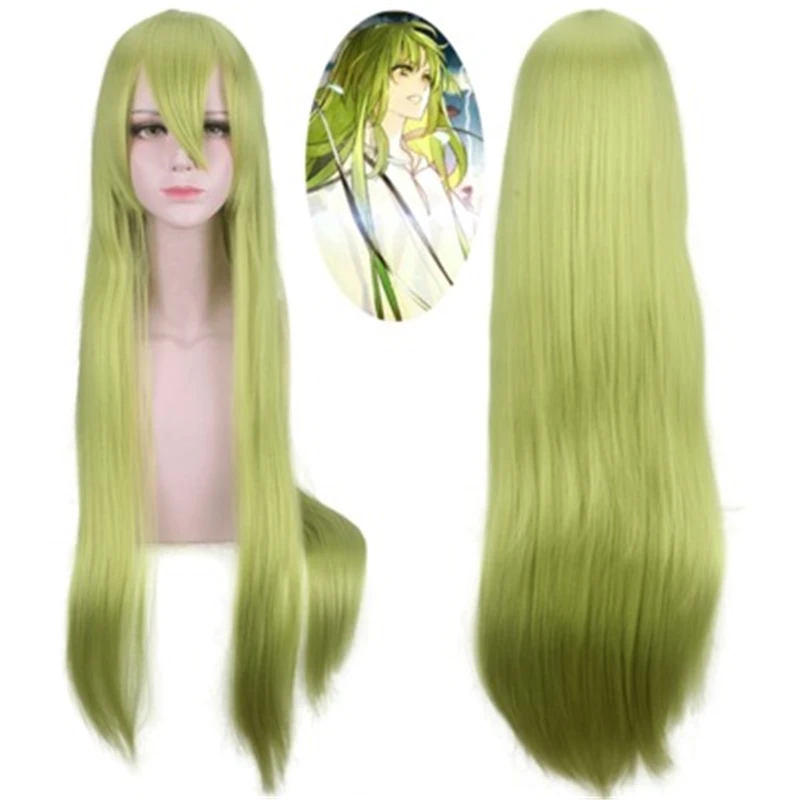 Fate Grand Order Cosplay Enkidu Wig Green 100cm Long Straight Wigs for ...