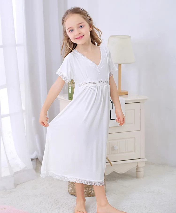 Girl lace nightdress princess dress kid pajamas nightgowns for girls ...