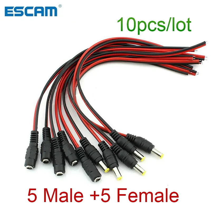 10 teile/los 2,1x5,5 Mm Männlich Weiblich Stecker 12 V Dc Power Zopf Kabel Jack Für Cctv kamera ...