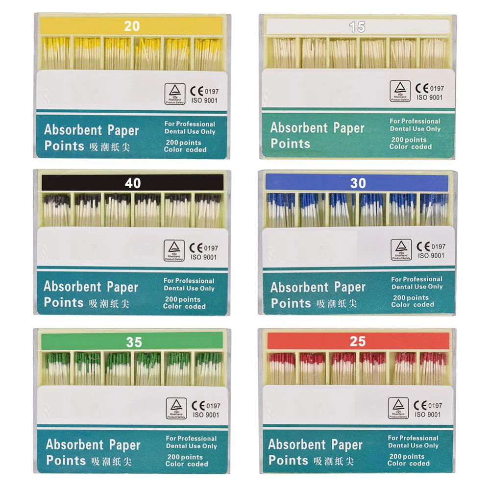 200pcs/box Dental Absorbent Paper Points Root Cancel Endodontics Cotton ...