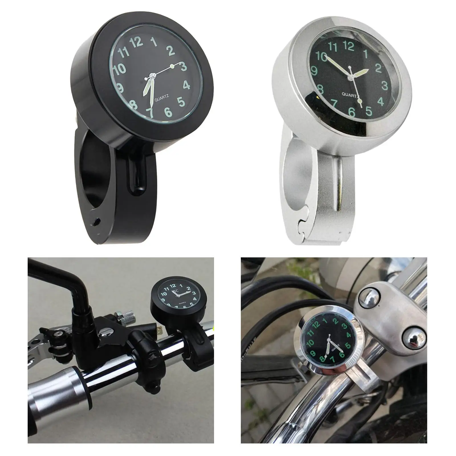 7/8" Universal Motorcycle Handlebar Watch Bike Hand Grip Bar Mount Dial ...