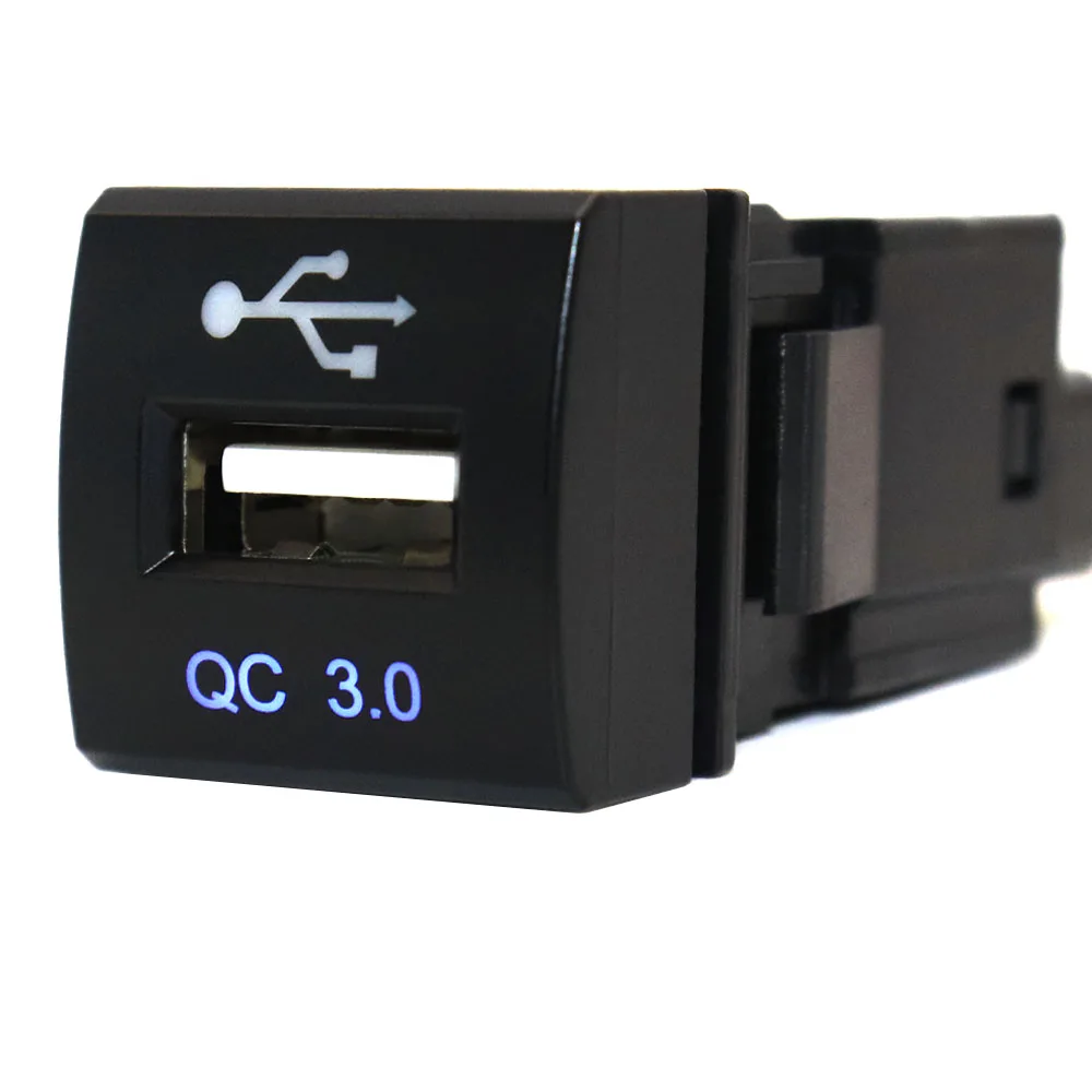 12V USB Quick Charger for mobile phone, Blue Light 22 x 22mm for Toyota ...