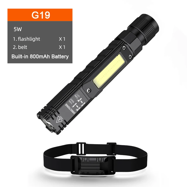 Supfire G19 Portable LED+COB flashlight Head Light Magnet, USB ...