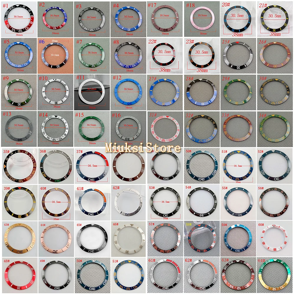 38mm Black Blue White Green Ceramic/titanium Bezel Insert For 40mm Case ...