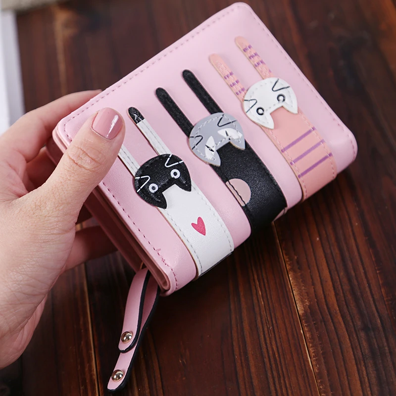 Cartoon Cat Women Wallet Pu Leather Women Short Wallet Brand Designed ...