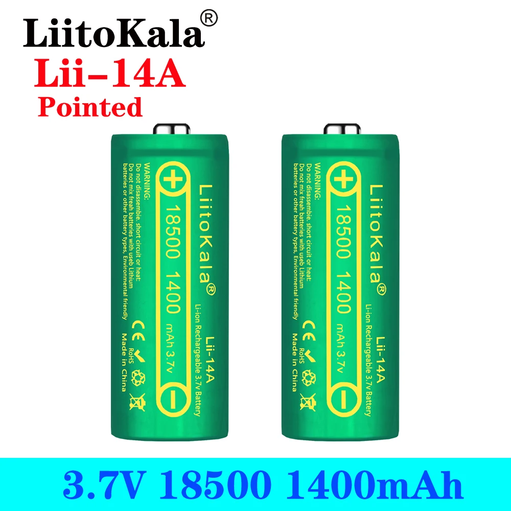 Liitokala Lii-14a 18500 1400mah Rechargeable Battery 18500 Battery 3.7v ...