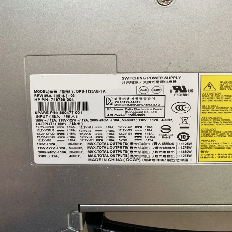 Original PSU For HP Workstation Z840 1125W Switching Power Supply DPS ...