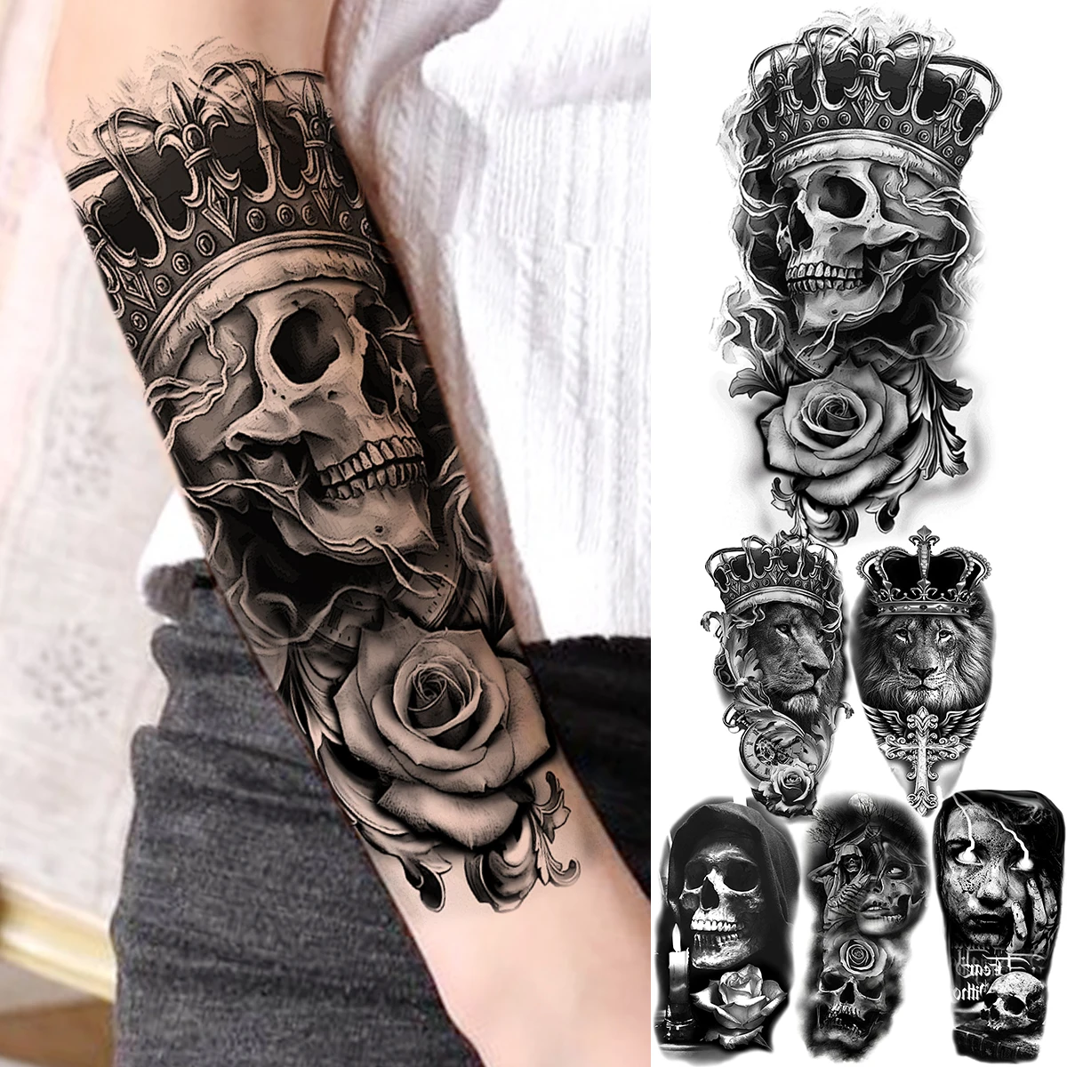 Skull And Rose Tattoos For Men
