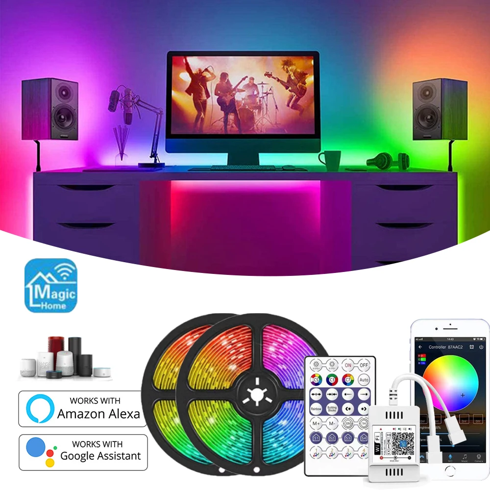 Ws2812b Addressable Rgb Led Strip Magic Home Wifi Alexa Smart Voice App ...