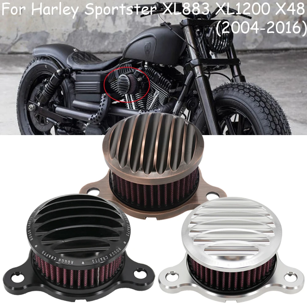 Black-Air-Filter-Motorcycle-Intake-Air-Cleaner-System-For-Sportster-XL ...