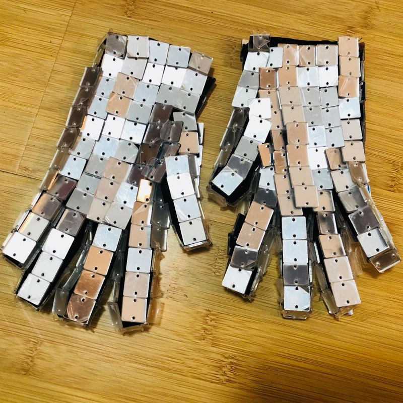 Silver Mirror Gloves Stage Performance Costume Tool Pub Dj Ds Gogo ...