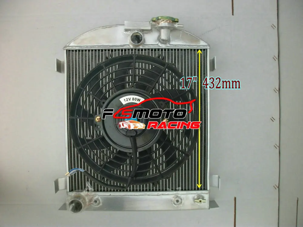 ALUMINUM RADIATOR + FAN For Ford Hot Rod Chopped w/Ford 302 V8 engine ...