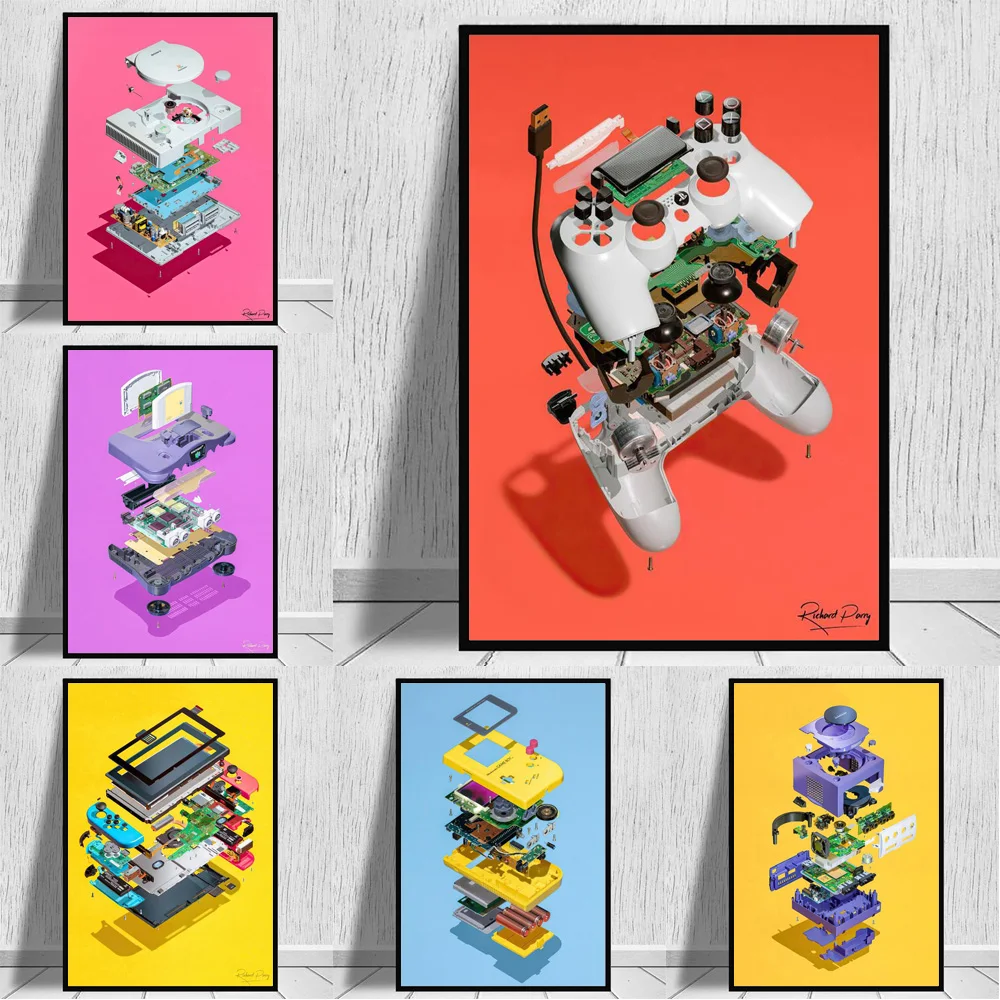 Colourful-Playstation-Dismantle-Pictures-Home-Decor-Gamepad-Canvas-Art ...