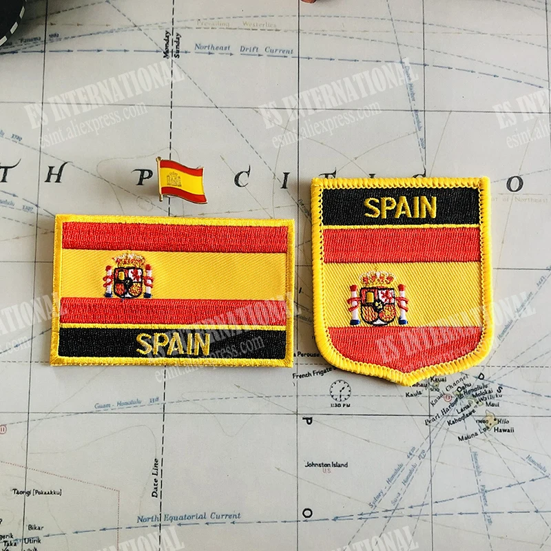SPAIN-National-Flag-Embroidery-Patches-Badge-Shield-And-Square-Shape ...