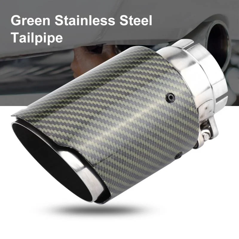 Green Carbon Fiber Style Stainless Steel Exhaust Muffler Pipe Rear ...